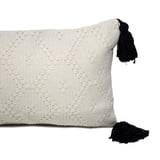 Ivory Boho Tribal Textured Tassels Throw Pillow (Case+Insert, Tassels ...