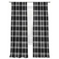 Black Grid Sheer Curtains 96 inches Long, Minimalist Pitch Black Plaid ...
