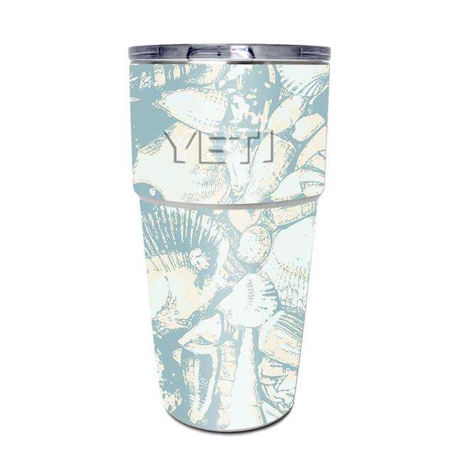 MightySkins YEPINT16SI-Blue Seashells Skin for Yeti Rambler 16 oz ...