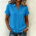ATOYSOY Womens Tops Dressy Casual Solid Color Point Collar V Neck Roll ...
