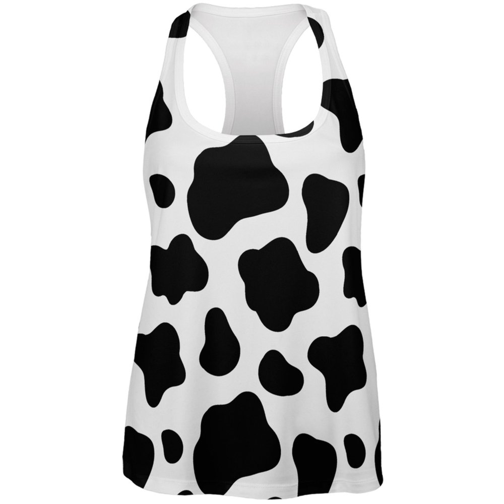 Animal World - Cow Pattern Costume All Over Womens Racerback Tank Top ...