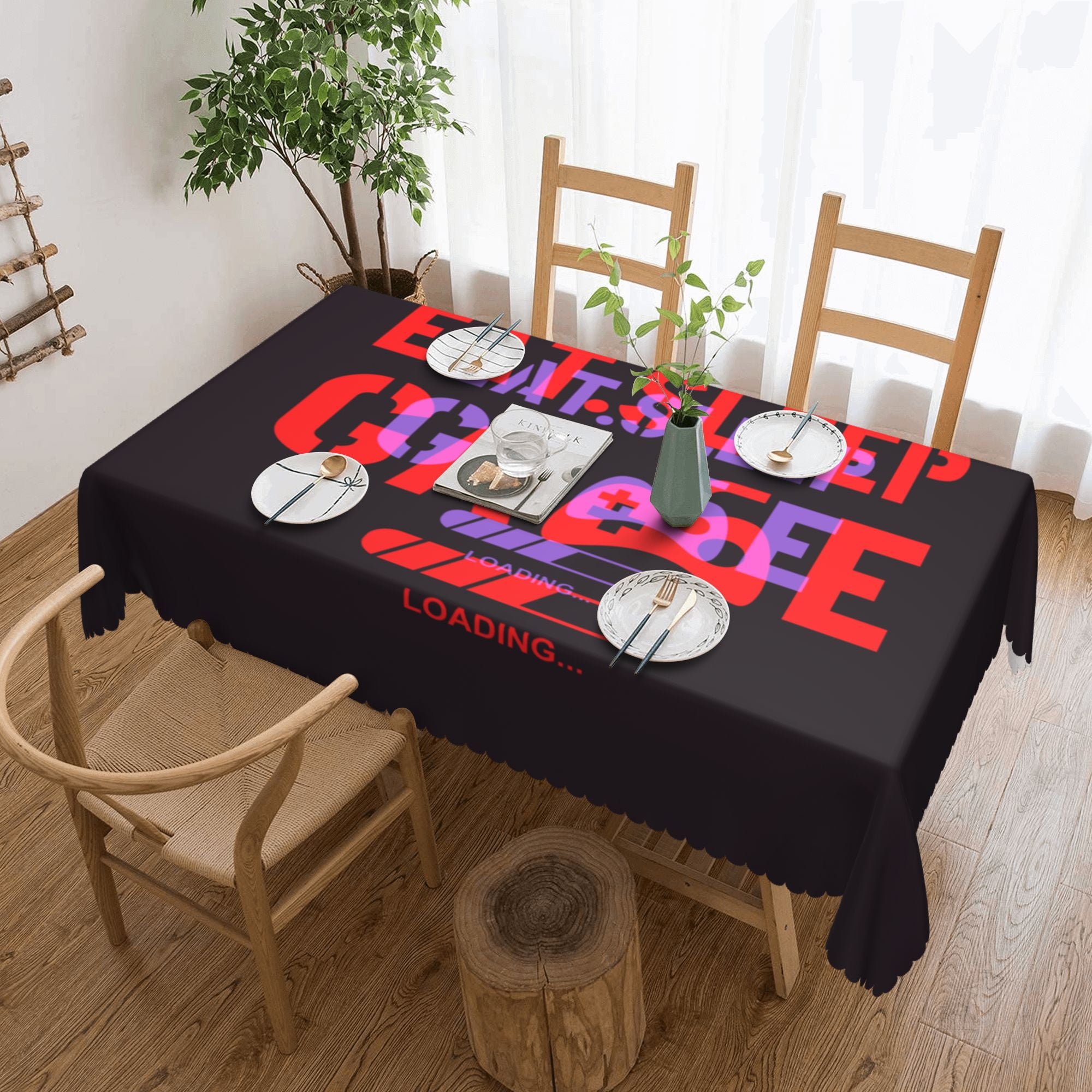 XMXY Table Cloth Rectangle Table, Eat Sleep Game Dining Table Cover ...