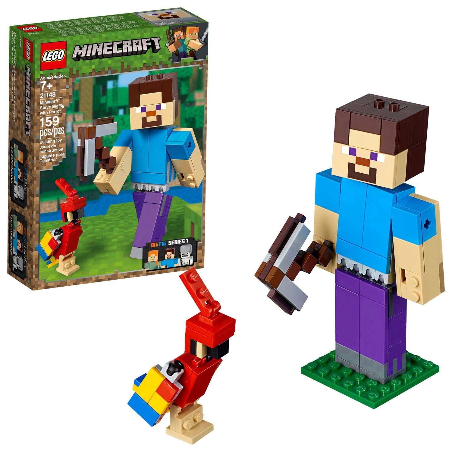 Click here for Lego Minecraft Steve Bigfig With Parrot 21148 Buil... prices