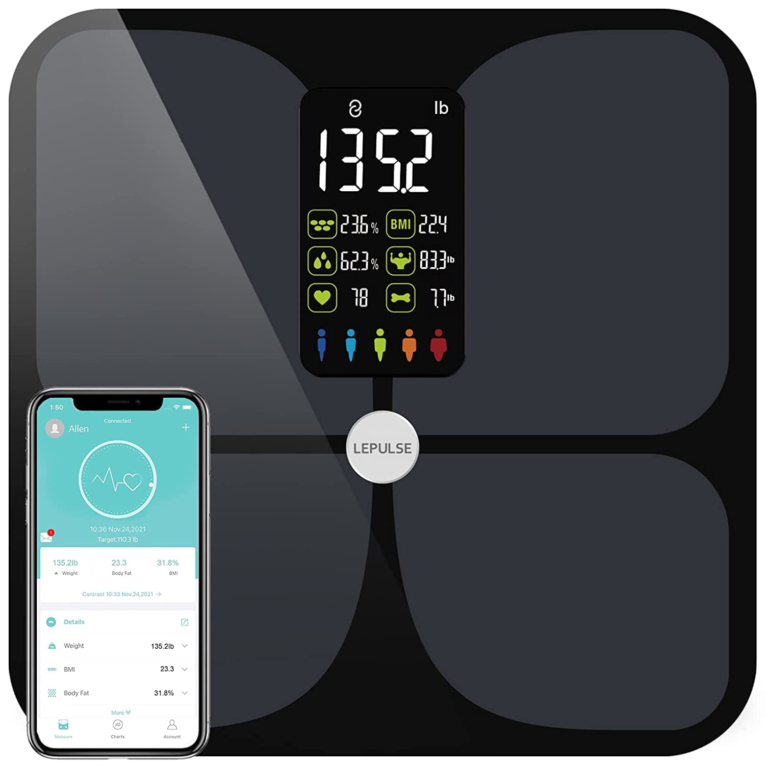 Lepulse Scales For Body Weight And Fat High Accurate Bluetooth Bathroom
