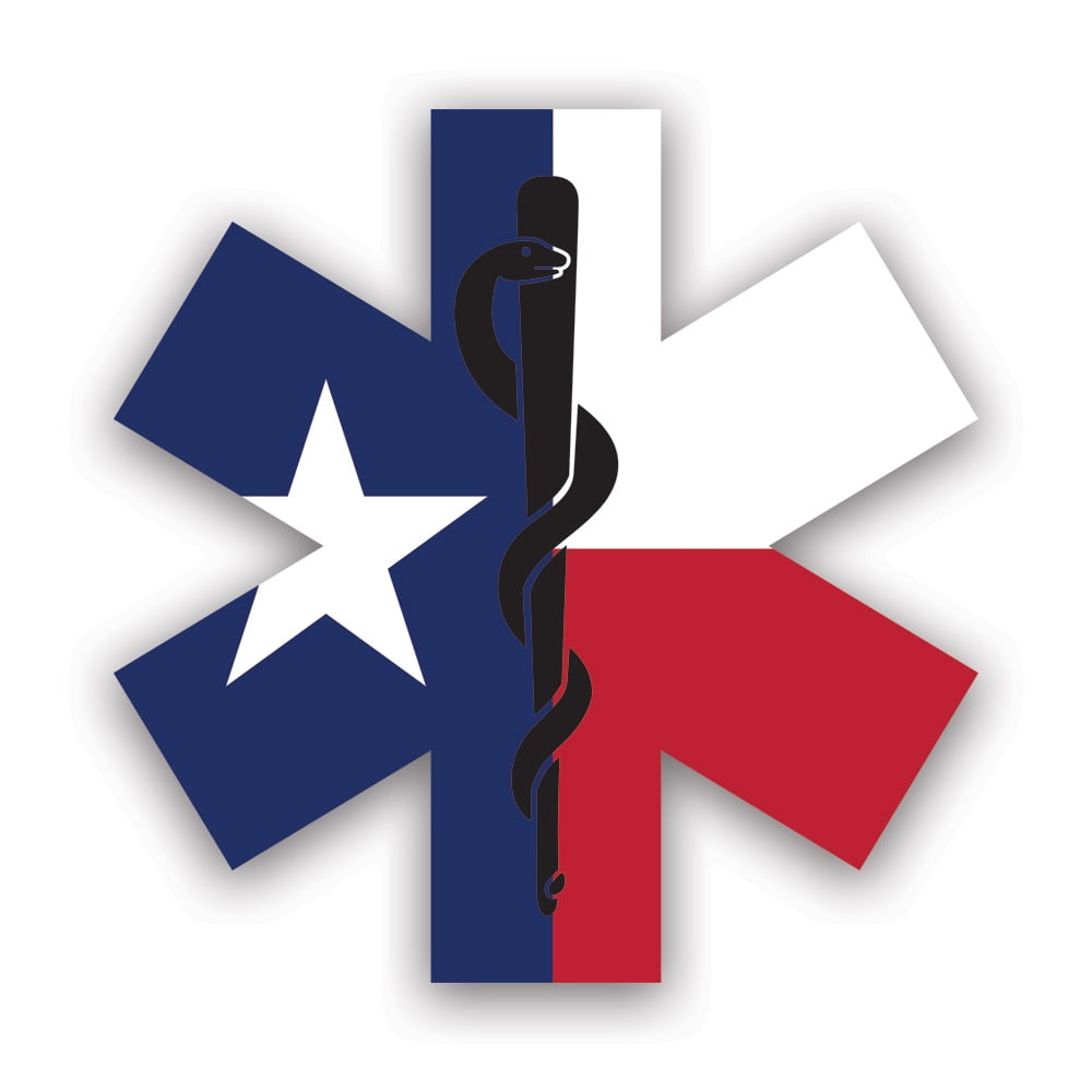 Texas Star of Life Flag Sticker Decal - Self Adhesive Vinyl ...