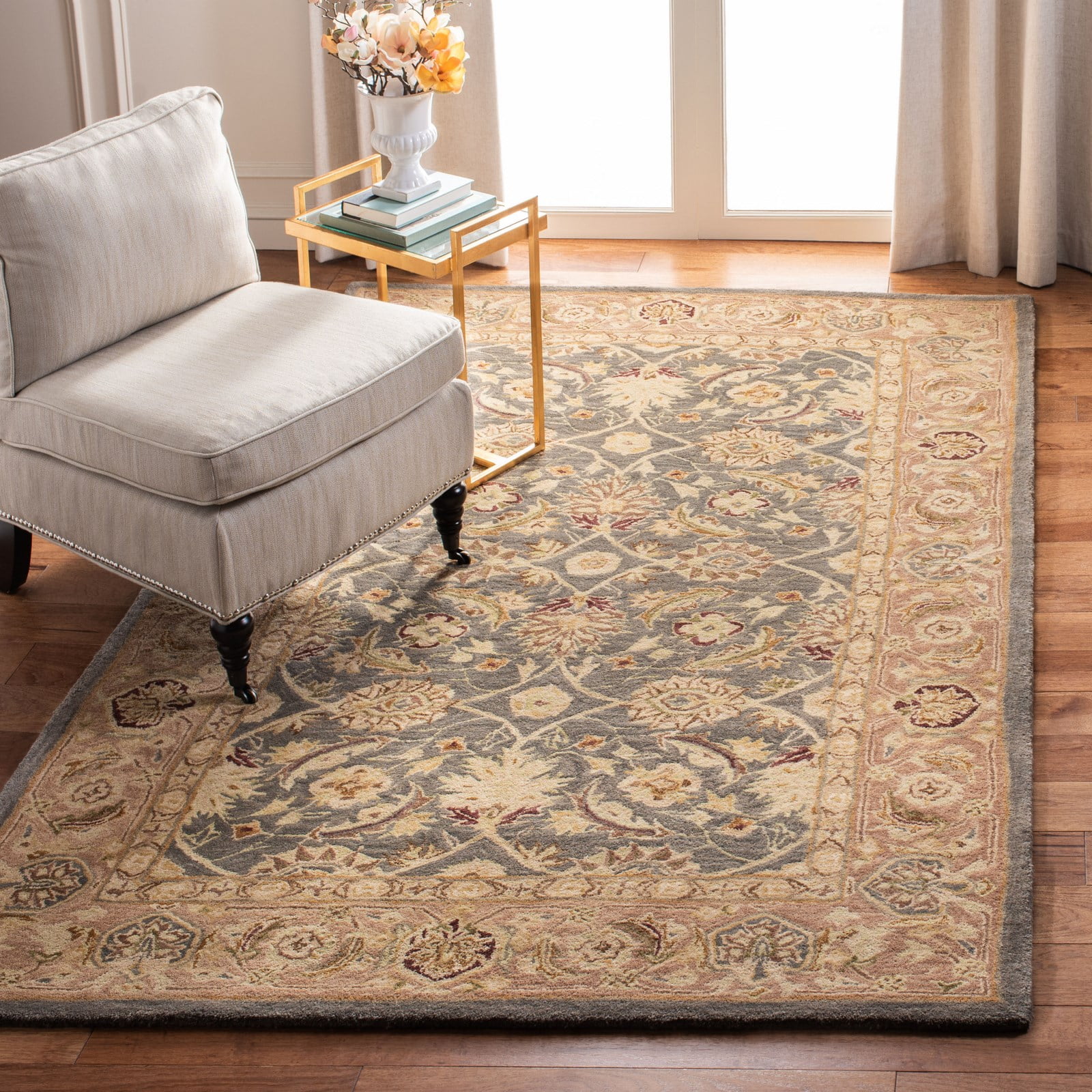 SAFAVIEH Anatolia Sophia Traditional Wool Area Rug, Blue/Brown, 8' x 10 ...
