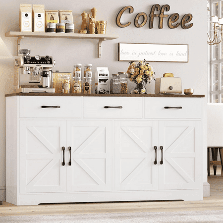 Click here for Homfa 59W Farmhouse Kitchen Sideboard Credenza  Le... prices