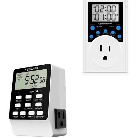 Outlet Timer, Dual Digital Light Timer with 2 Independently-Controlled ...