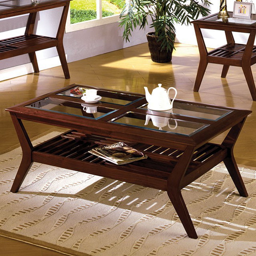 Coffee Table , Dark Cherry Finish - Walmart.com