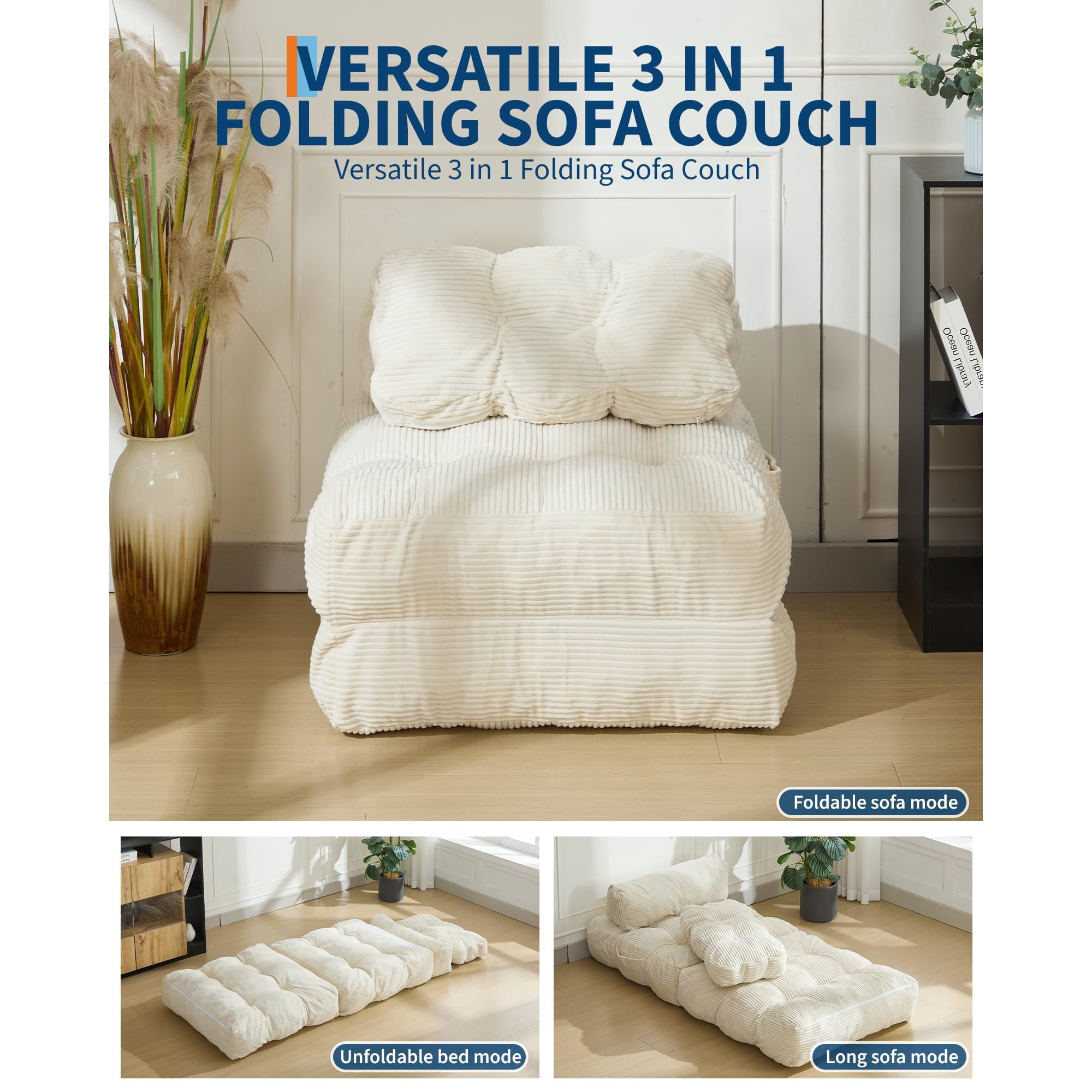 Click here for Edtara Single Folding Sofa Bed  3-In-1 Convertible... prices