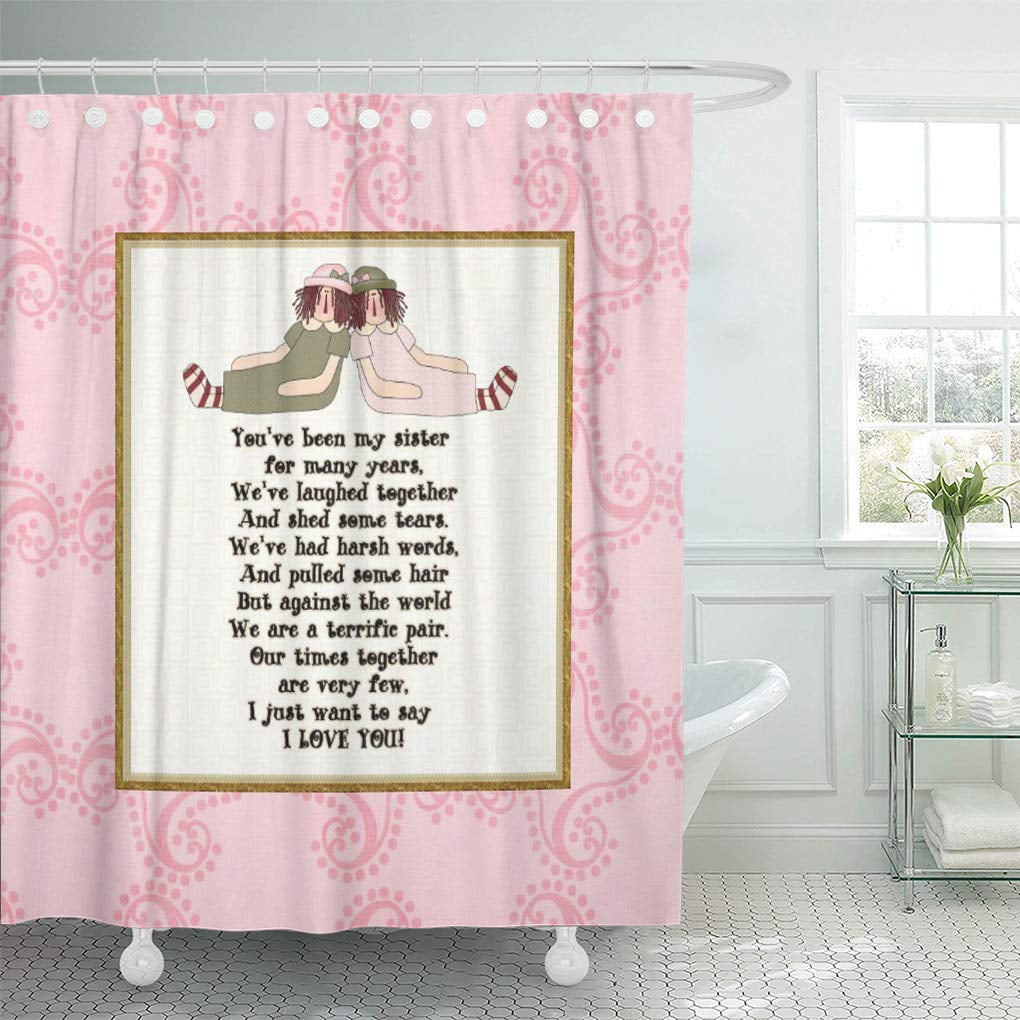 CYNLON Sister Poem Bathroom Decor Bath Shower Curtain 60x72 inch ...