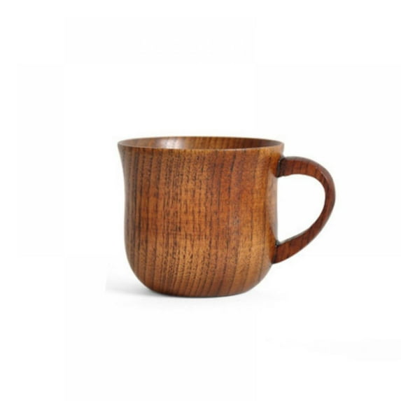 2 Pieces Wooden Tea Cup Jujube Wood Coffee Mug Desk Cup With Handle ...