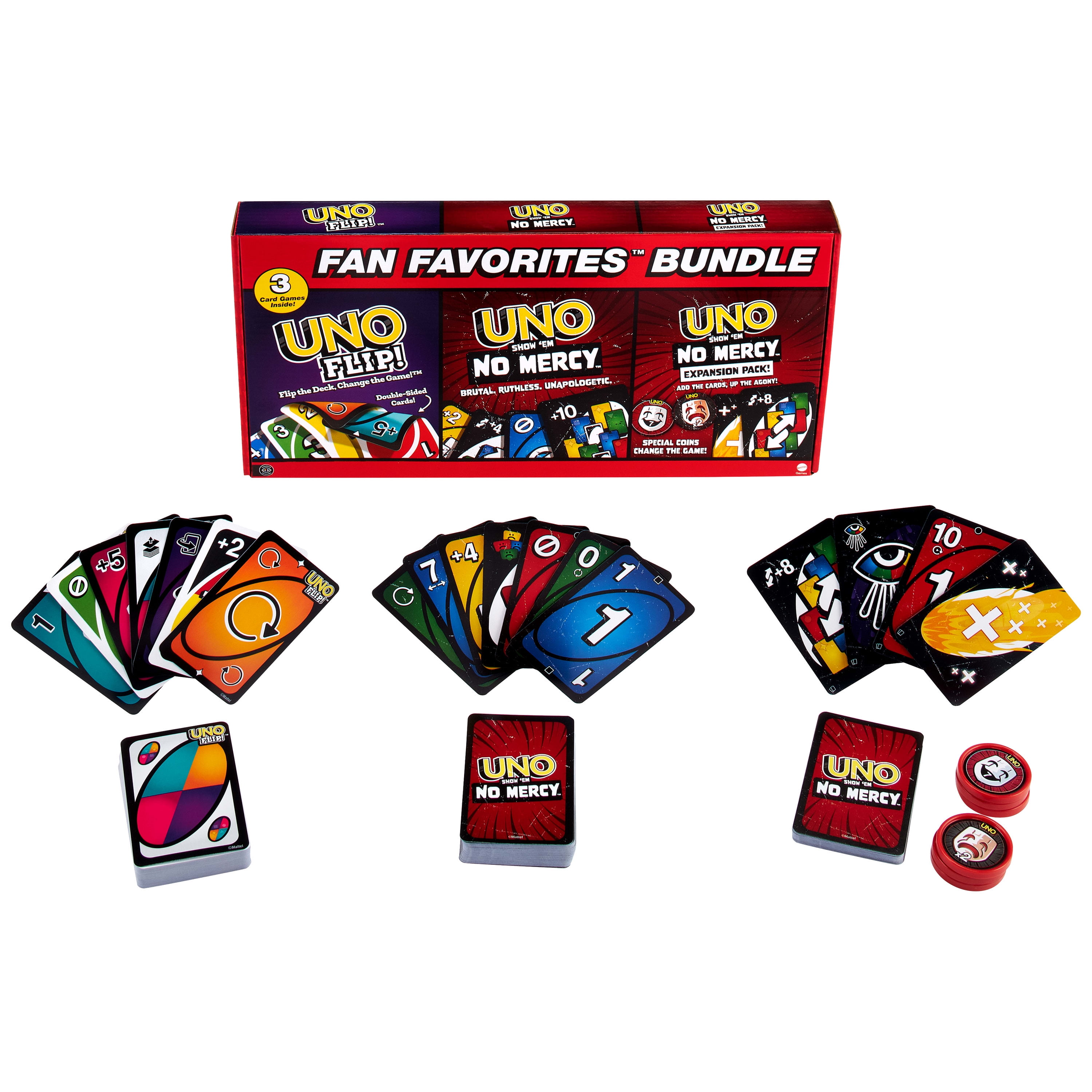 UNO FLIP, UNO SHOW ‘EM NO MERCY, UNO SHOW ‘EM NO MERCY Expansion Pack ...