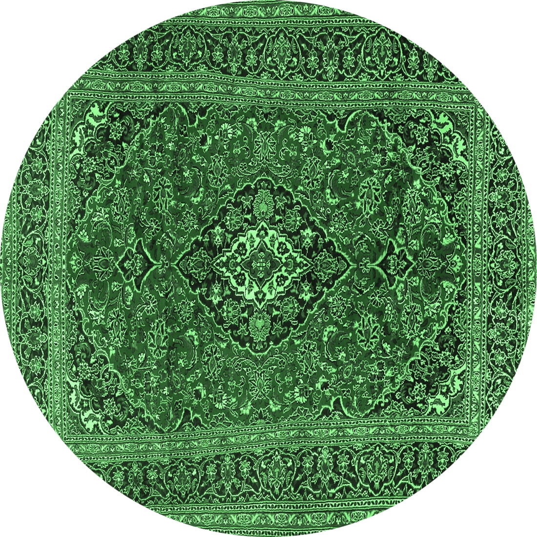Ahgly Company Indoor Round Medallion Emerald Green Traditional Area ...