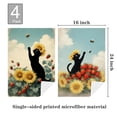 A black cat standing on its hind legs in a field of sunflowerskitchen ...