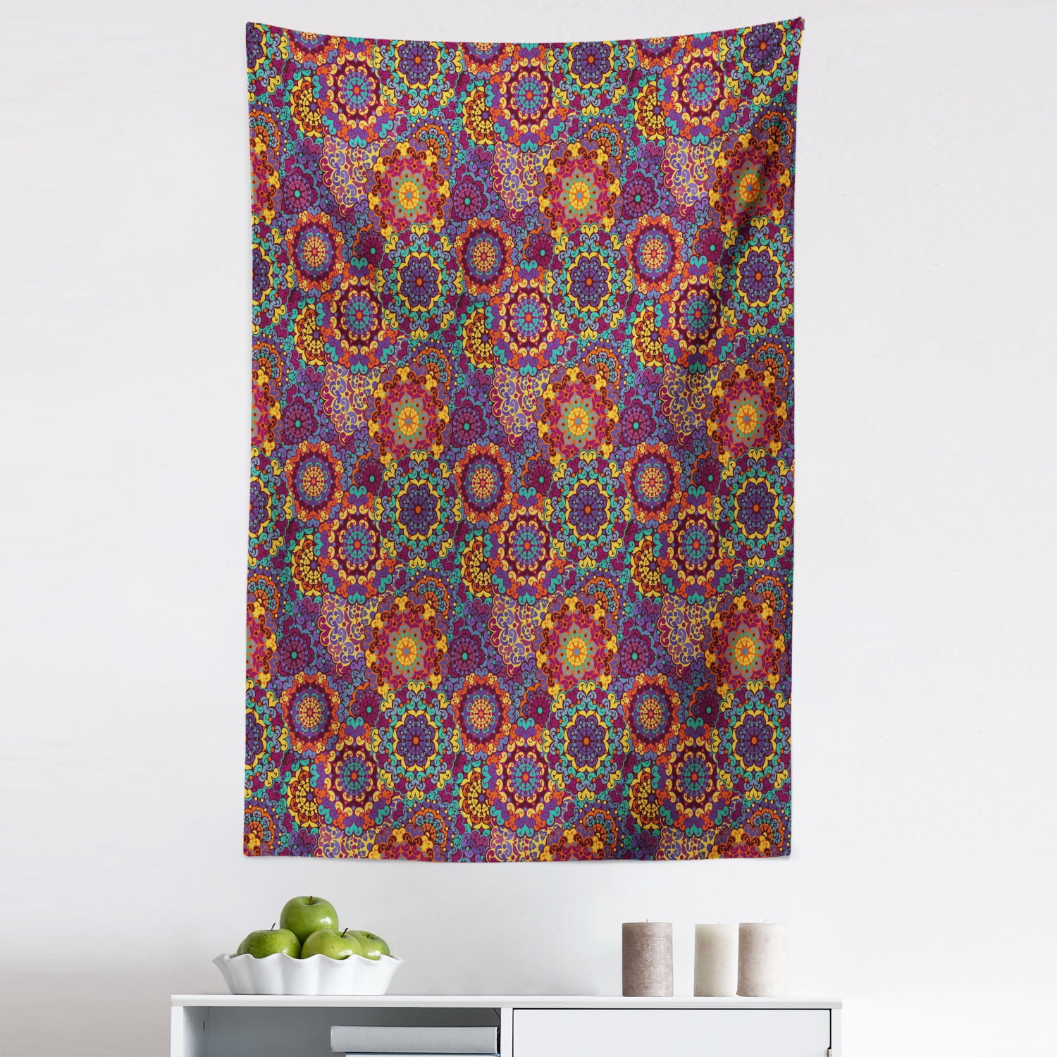 Flower Tapestry, Lace like Flora Oriental Paisley Pattern Mandala ...