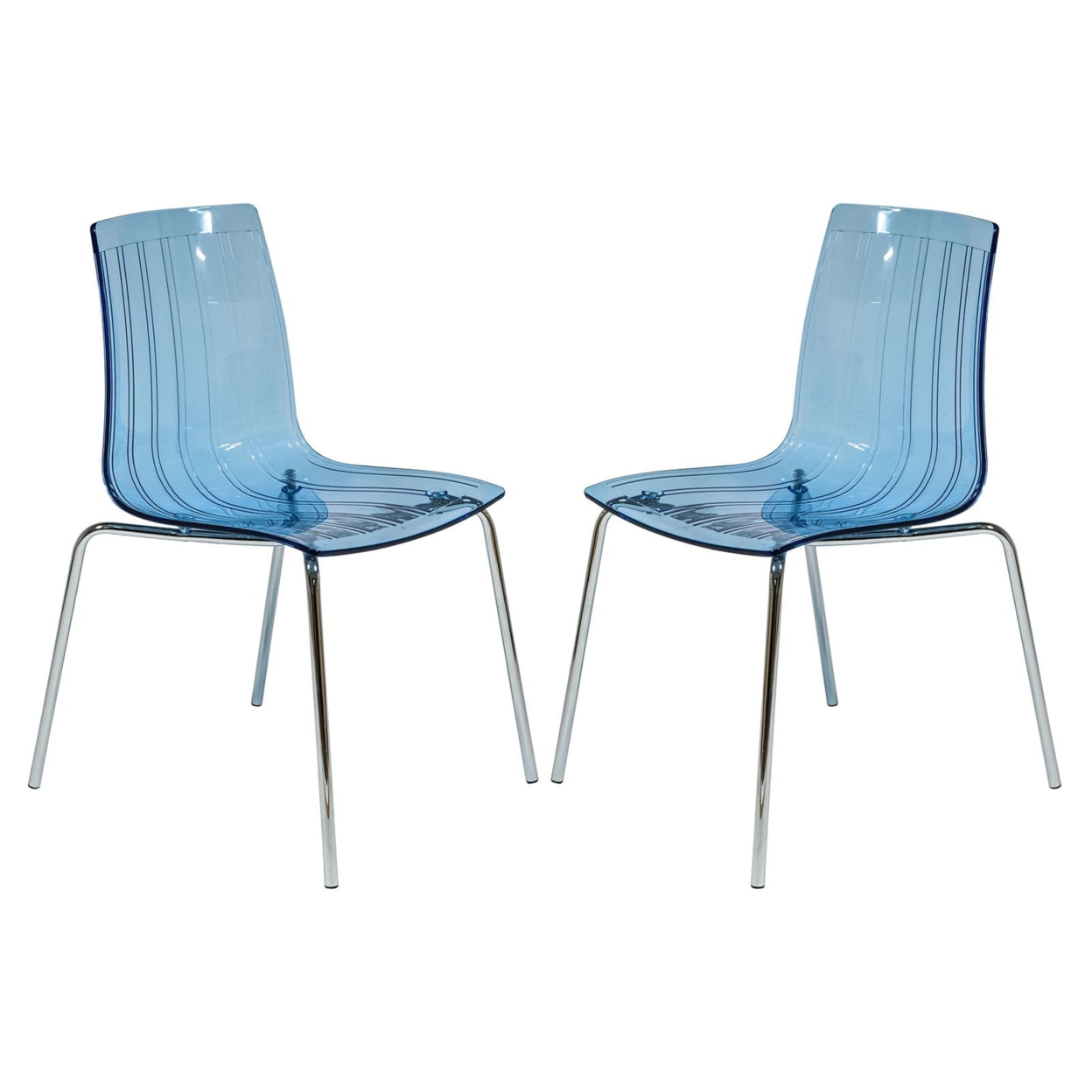 Ralph Dining Chair in Transparent Blue, Set of 2 - Transparent Blue ...