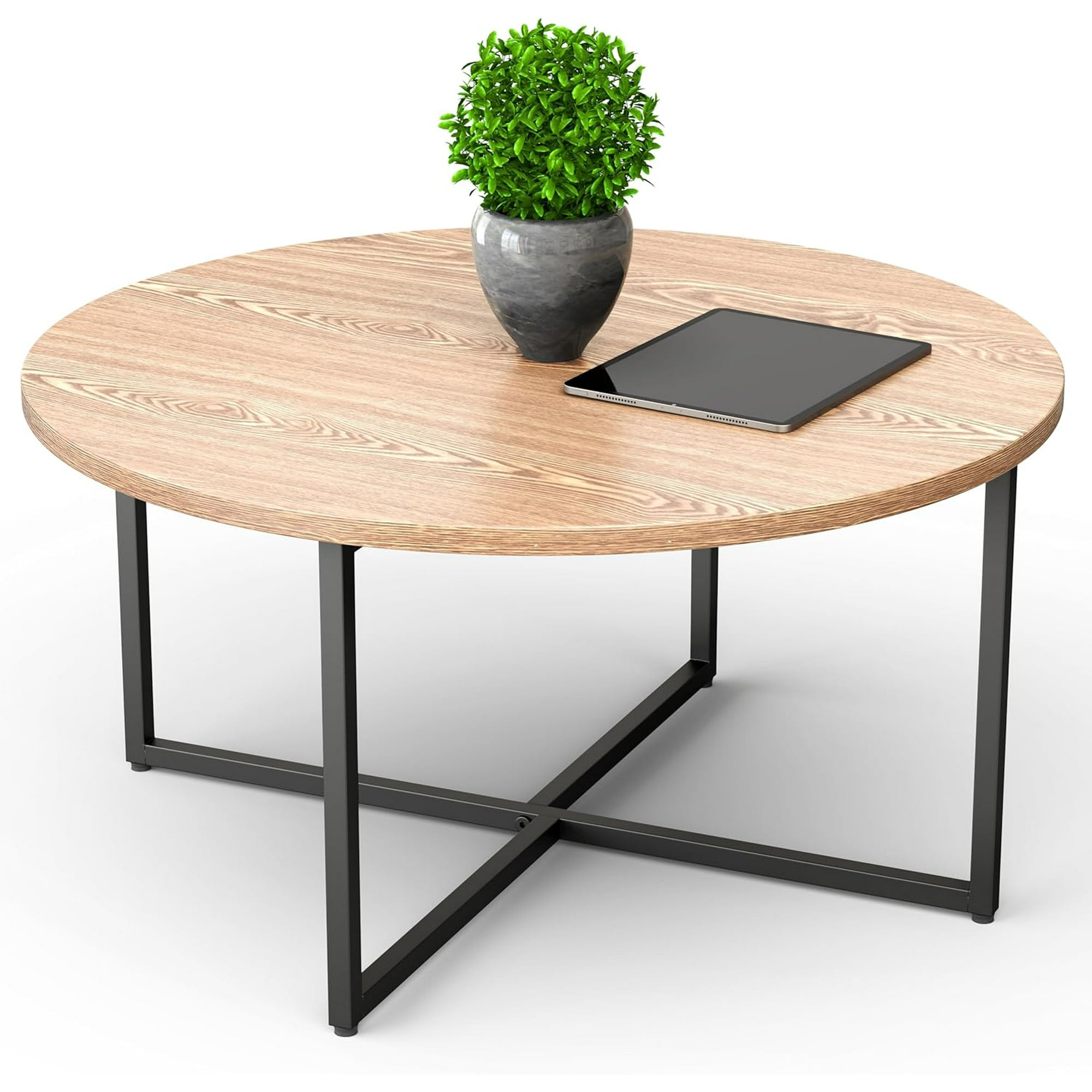 Click here for Qrinnovations Round Coffee Table With Cross Wood L... prices