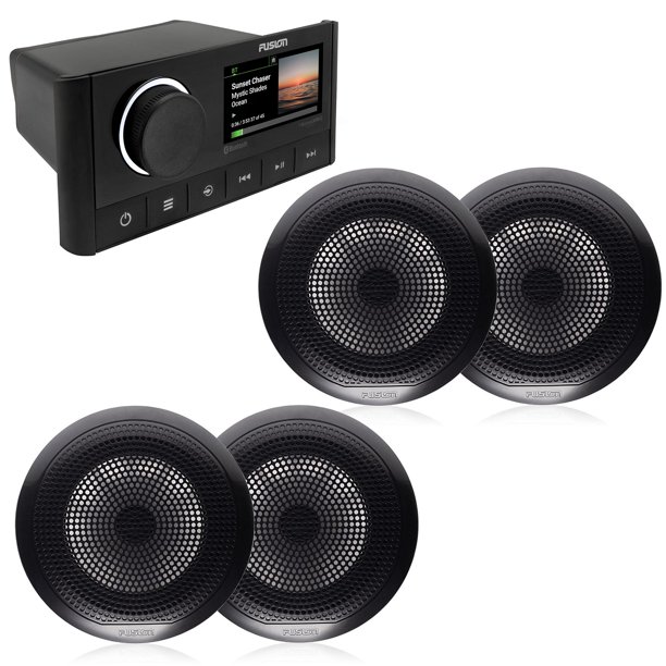 Fusion MS-RA670 Marine Receiver with 2 Pairs Fusion EL-F651B 6.5 ...