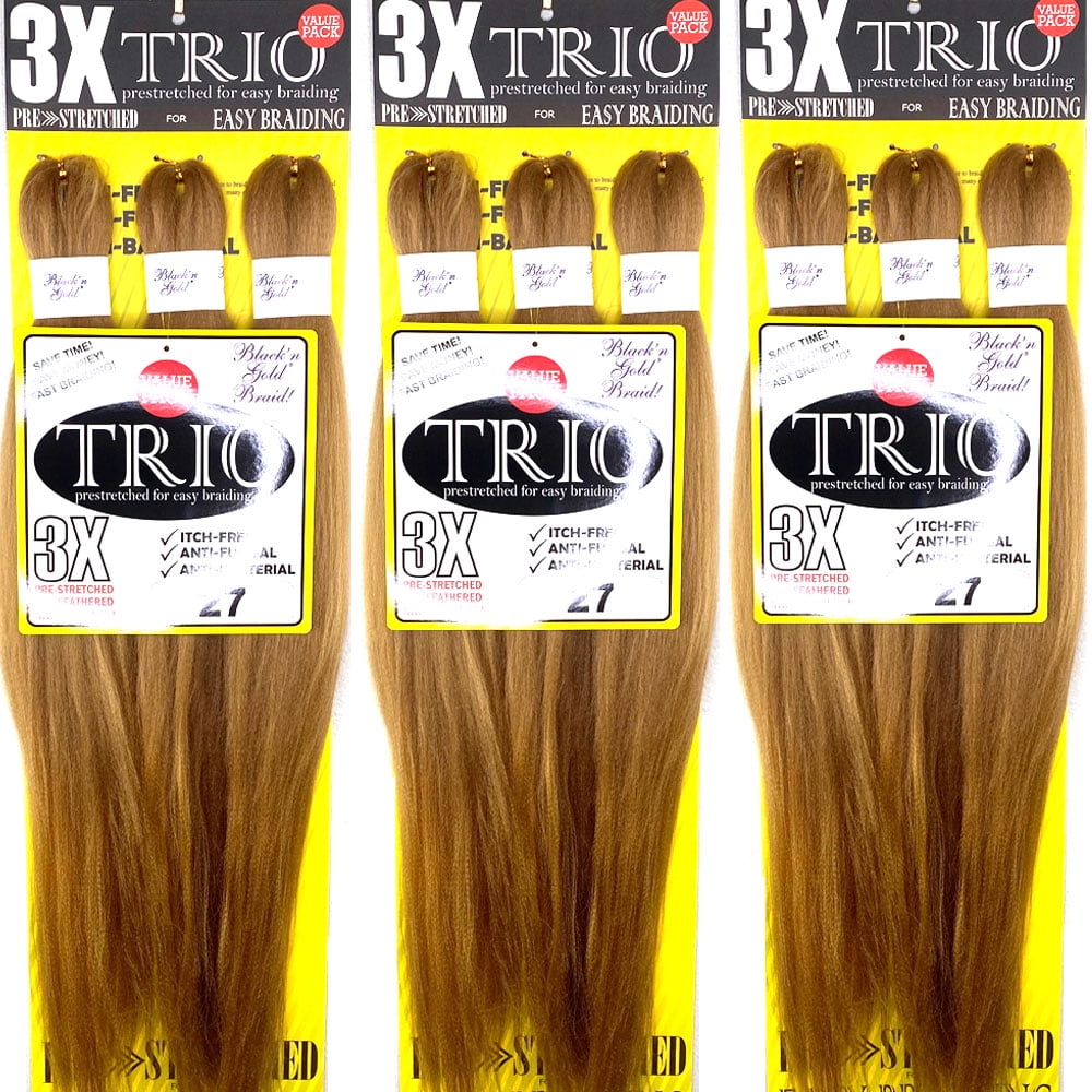 10 Pack Value Deal - 3X TRIO #27 Pre Stretched Braiding Hair 28Inch ...