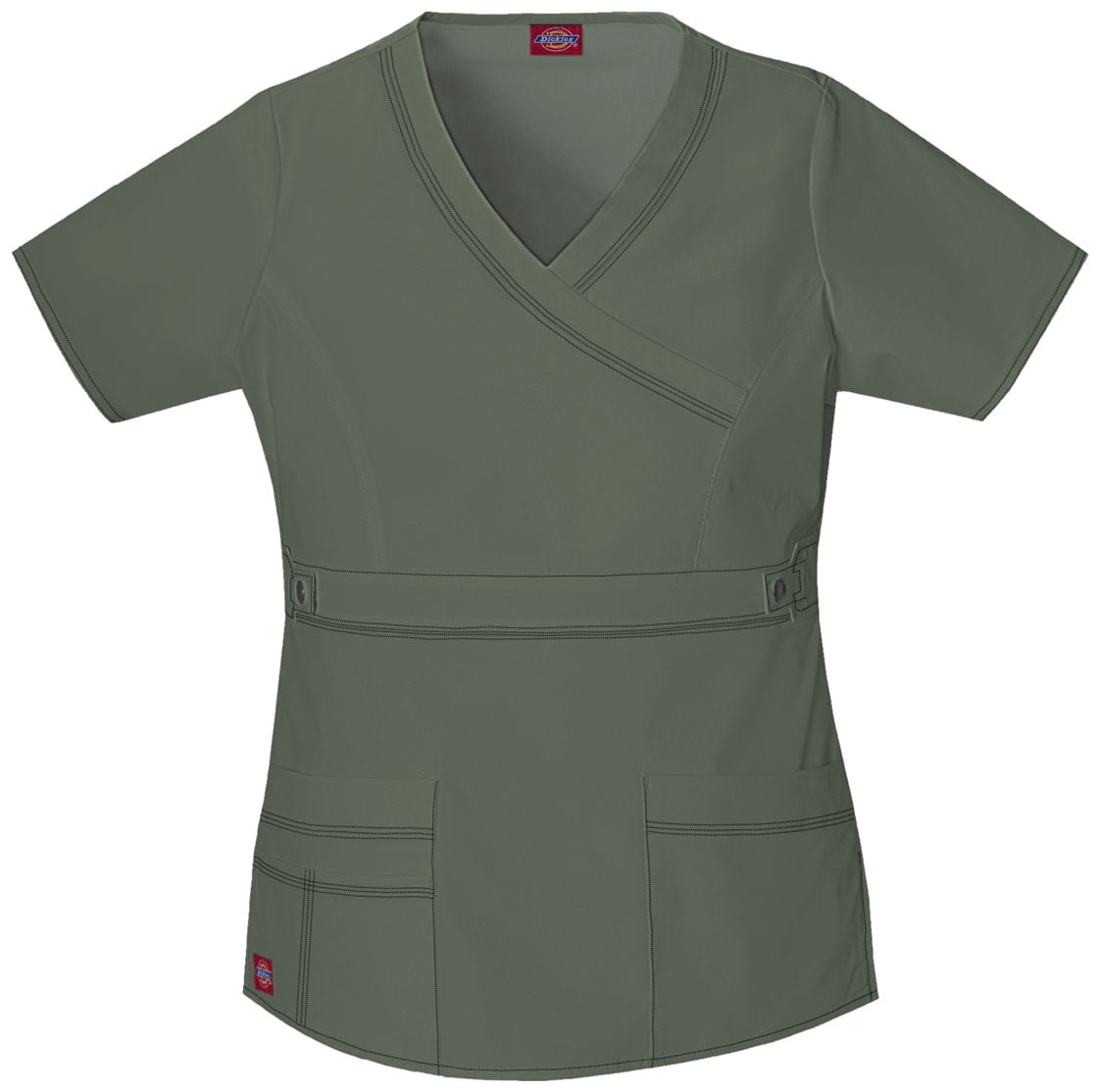 Dickies Gen Flex Medical Scrubs Top for Women Mock Wrap 817355, S ...