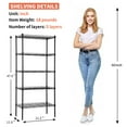 5-Tier Shelving Unit Adjustable Metal Shelves 48" H Storage Rack Wire ...