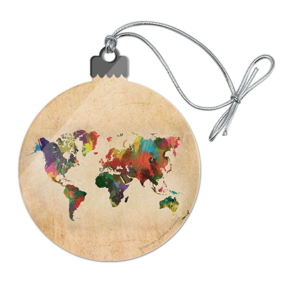 Colorful Rainbow Map of the World Earth Globe Acrylic Christmas Tree ...