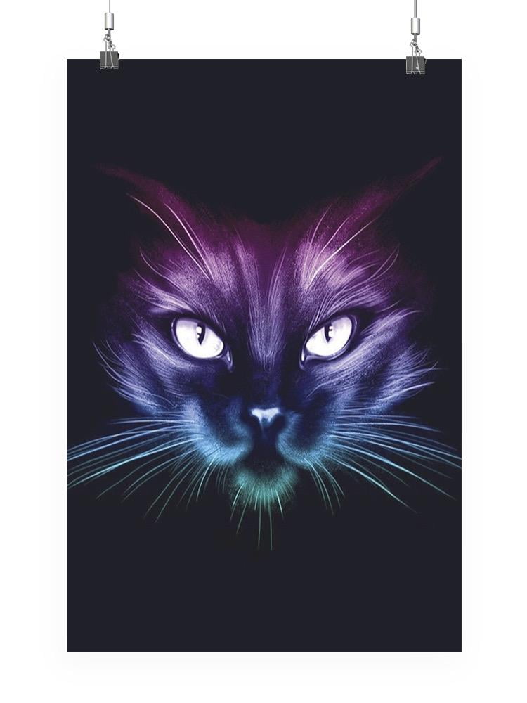 Colorful Black Cat Neon Light Poster - Image by Shutterstock, - Walmart.com