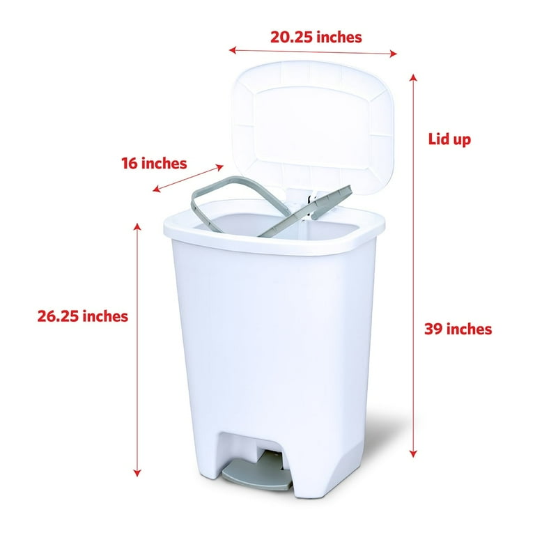 Volume Brands Glad White Step on Plastic Trash Can 15 20 Gallons
