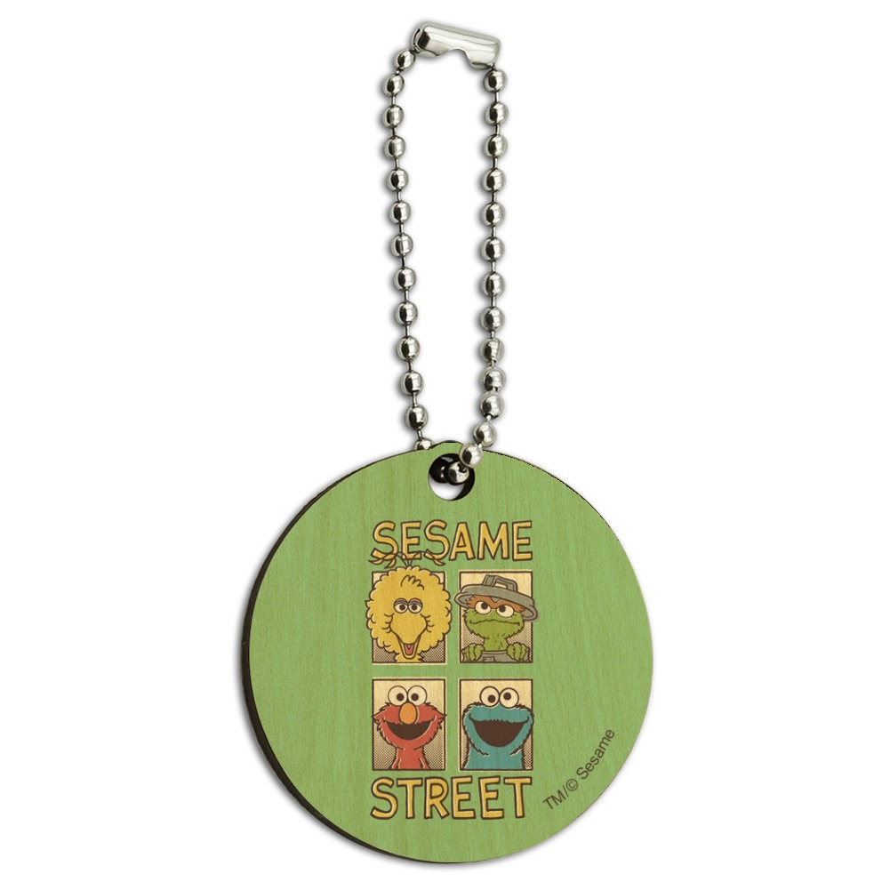 Sesame Street Vintage Comic Panels Wood Wooden Round Keychain Key Chain ...