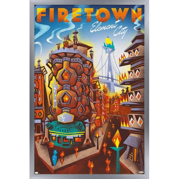 Disney Pixar Elemental - Firetown Wall Poster, 14.725" x 22.375" Framed ...