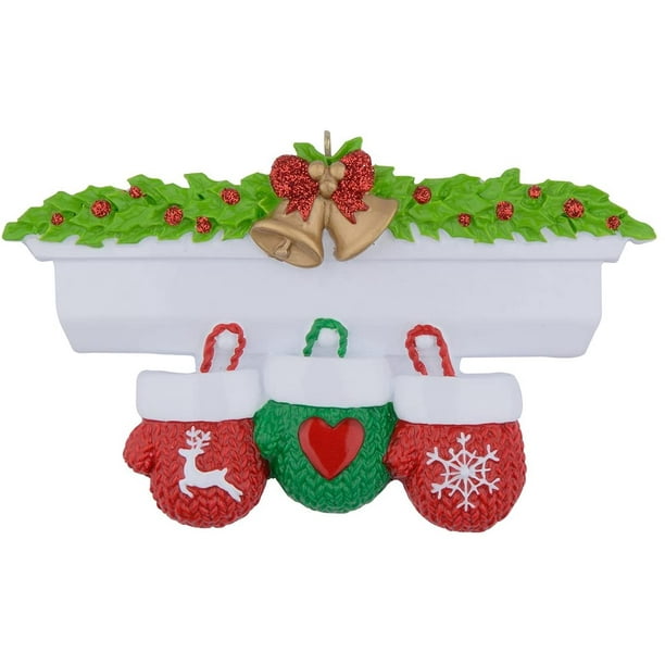 Personalized Mitten Family of 3 Christmas Tree Ornament 2022 Family ...