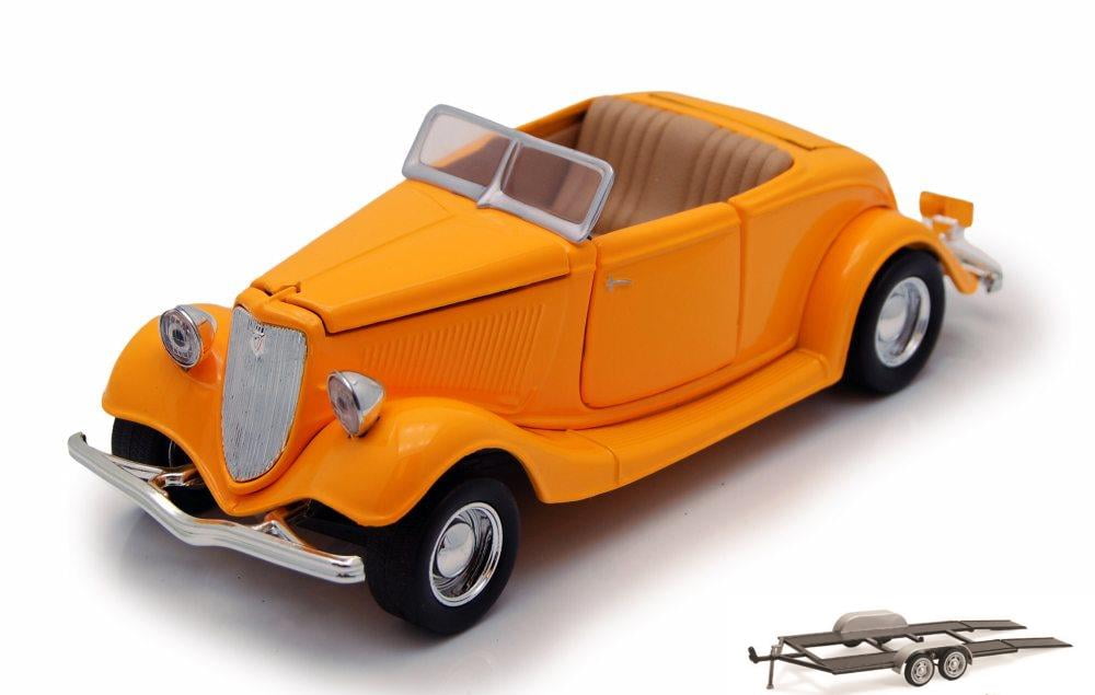 Diecast Car & Trailer Package - 1934 Ford Coupe Convertible, Yellow ...