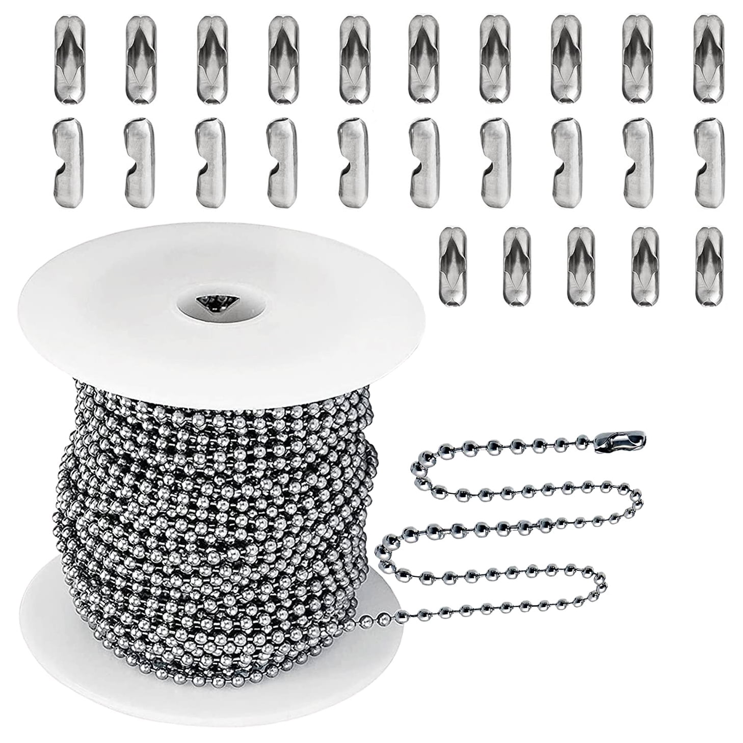 Goyunwell 33ft Stainless Steel Ball Chain Necklace with 25 Connectors ...