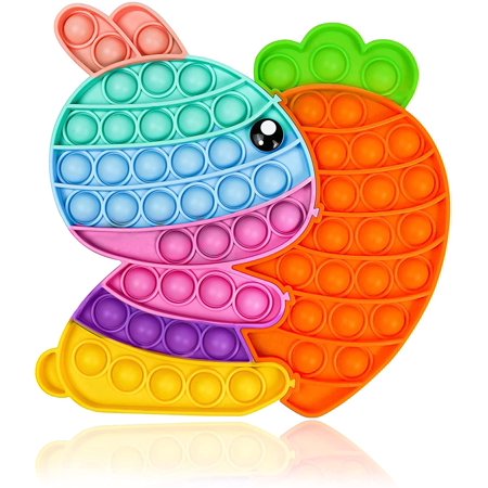 Easter Pop it Fidget Toys, Bunny Carrot Pop it Fidget Sensory Toy, Big ...