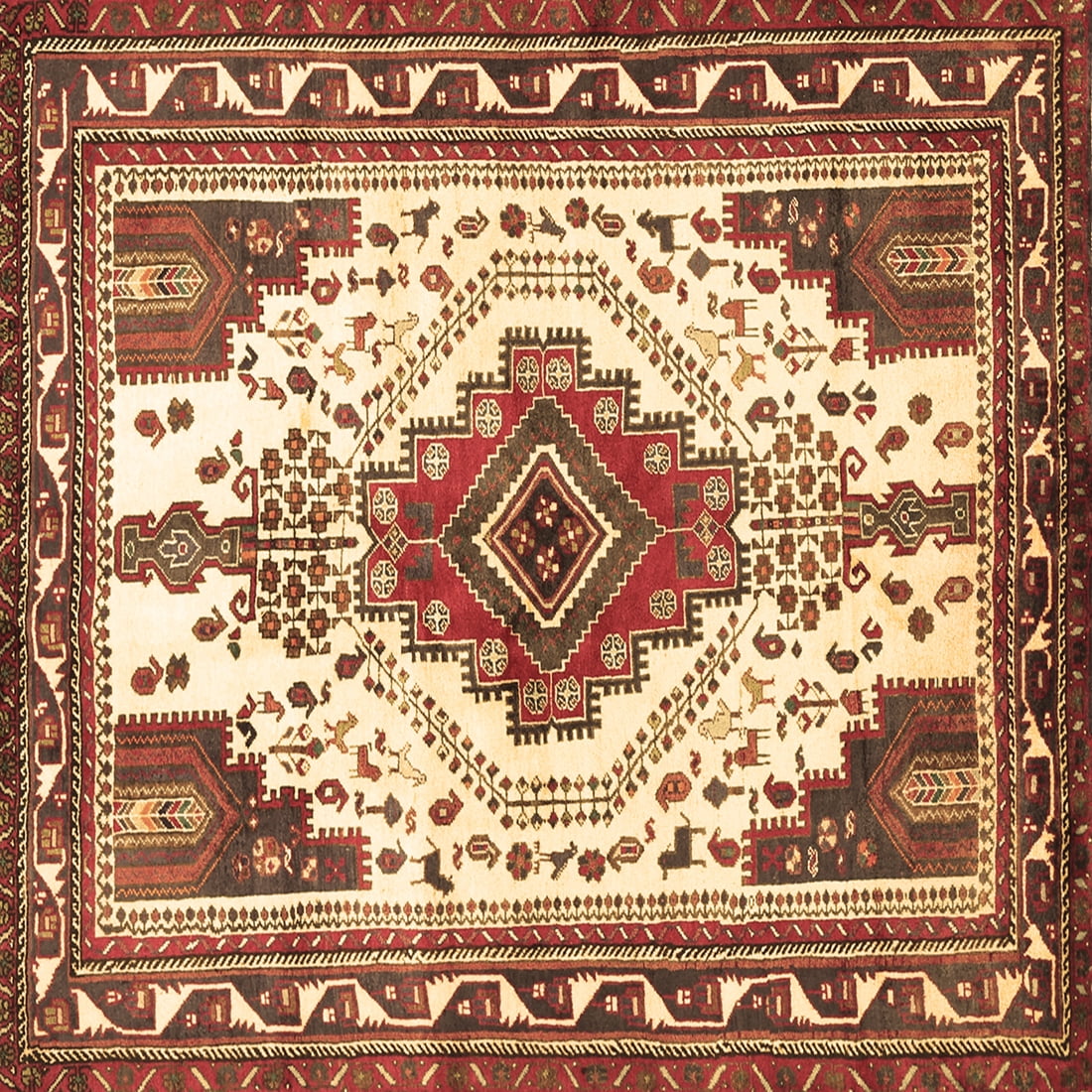 Ahgly Company Indoor Square Persian Brown Traditional Area Rugs, 4 ...