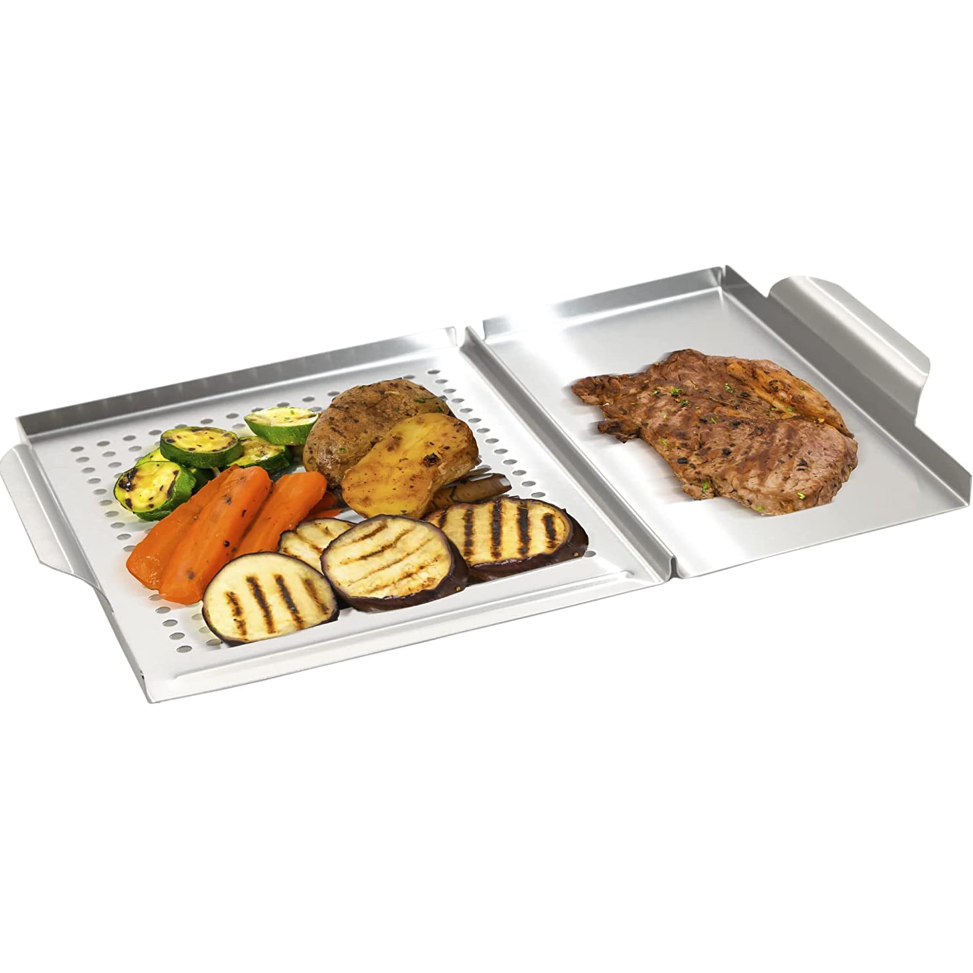GOURMEO Stainless Steel Grill Griddle Pan with Handles for Outdoor ...