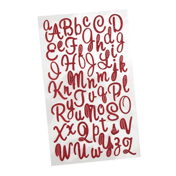 Glitter Cursive Alphabet Letter Stickers, 1-Inch, 50-count, Red ...