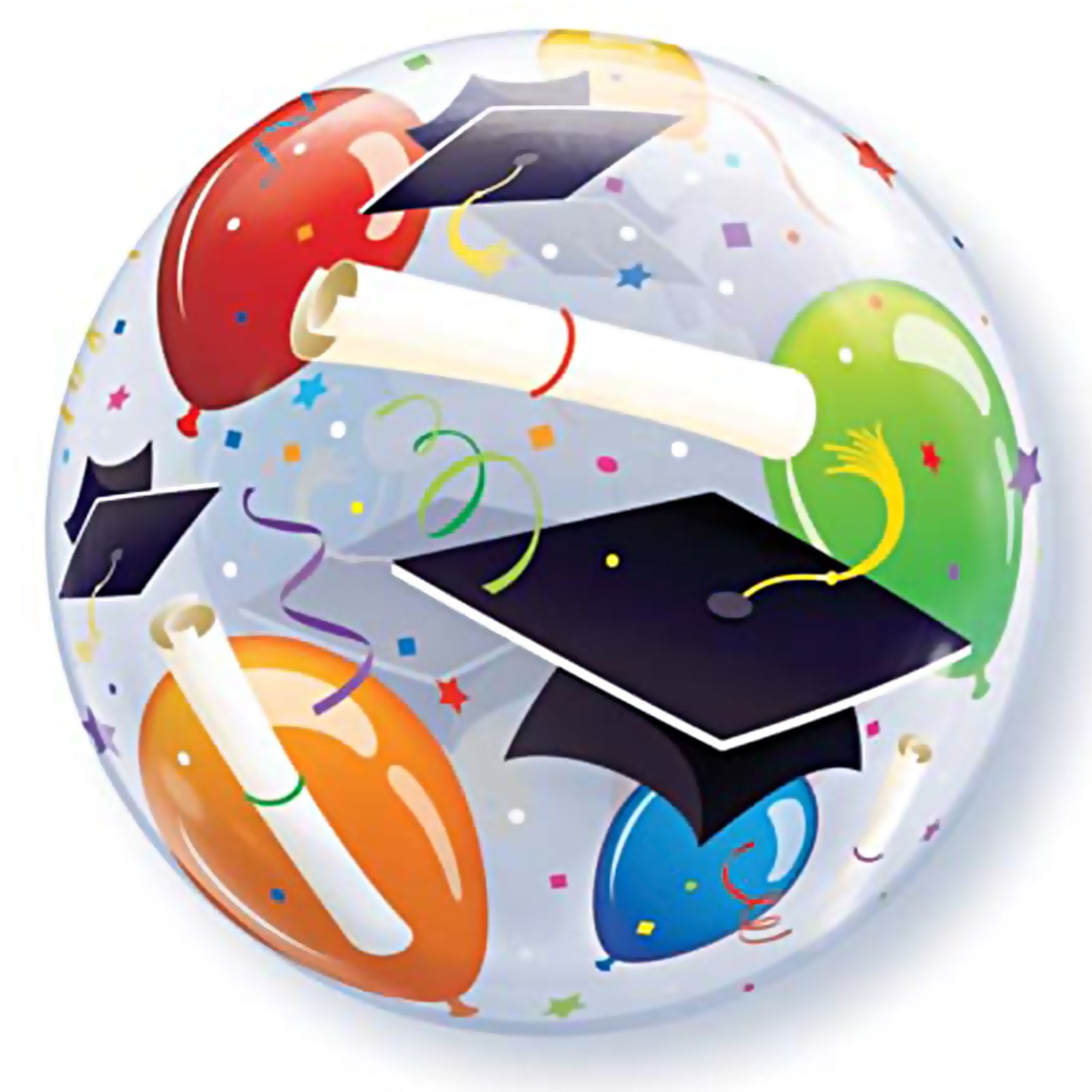 Qualatex Happy Graduation Grad Caps & Balloons 22" Bubble Balloon ...