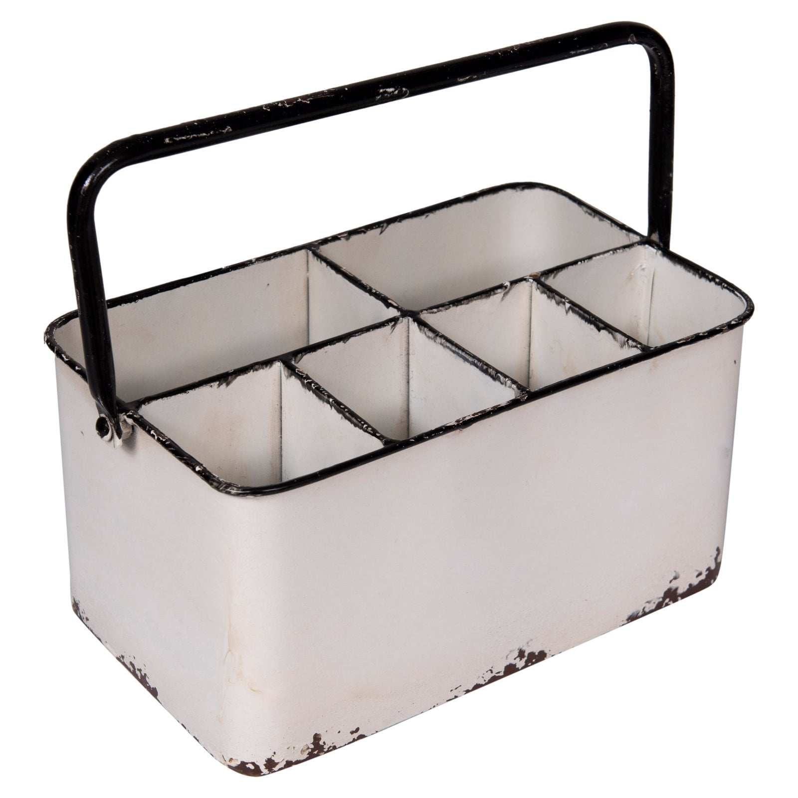 3R Studios Distressed White Metal Caddy with 6 Compartments - Walmart.com