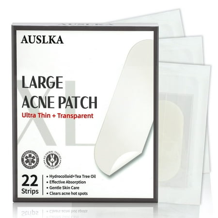 AUSLKA Large Blemish Acne Pimple Patches (22 Strips), Hydrocolloid Spot ...