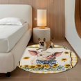 3ft Round Rug Pig Sunflowers Area Rugs for Living Room Bedroom Washable ...