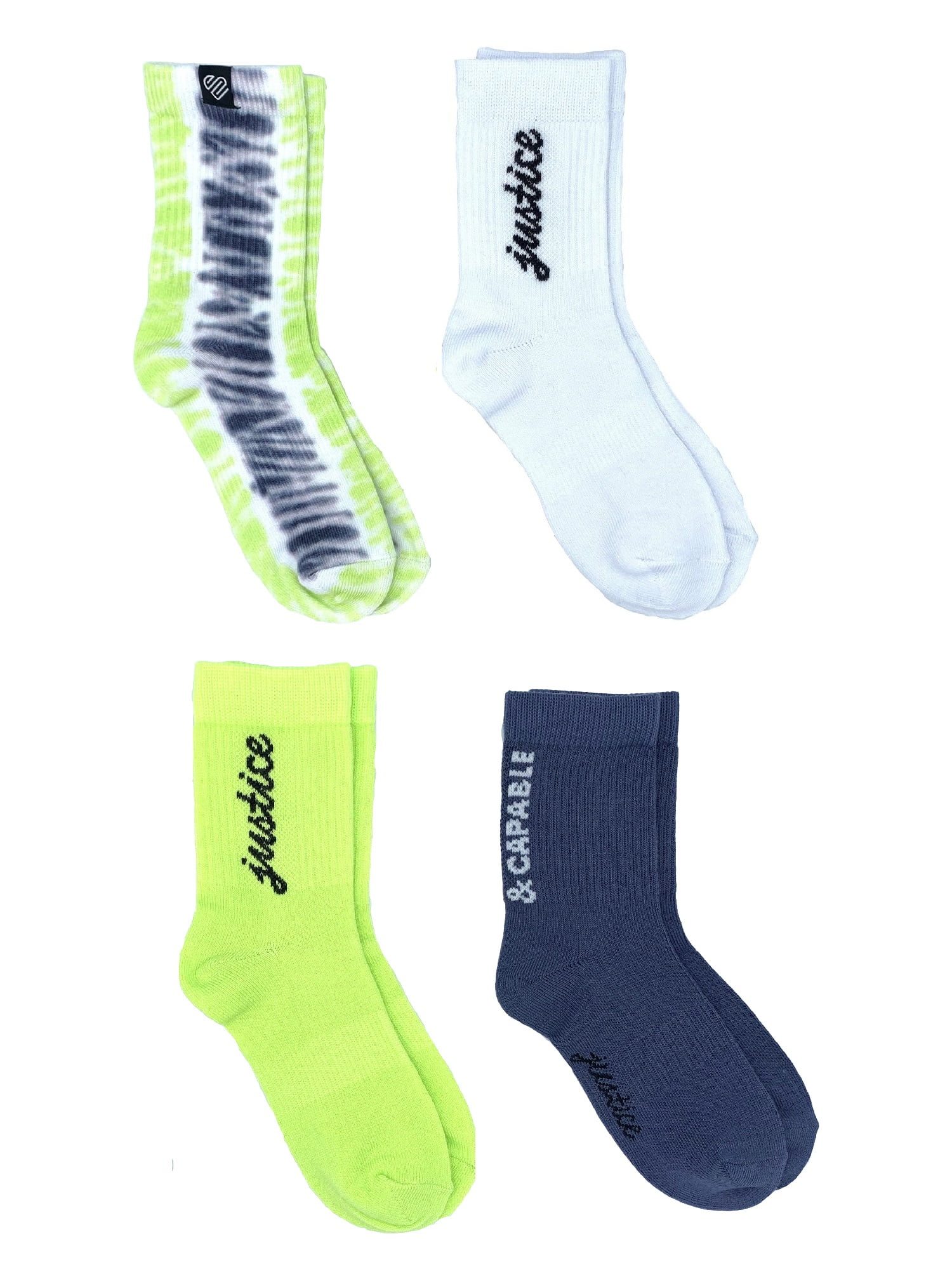 Justice Girls Crew Socks, 4-Pack, Sizes M-L - Walmart.com