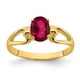 Solid 14k Yellow Gold 7x5mm Oval Created Ruby Ring Band Size 5 ...