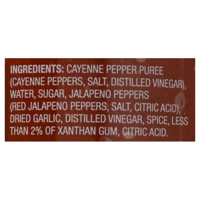 Sriracha Ingredient Label