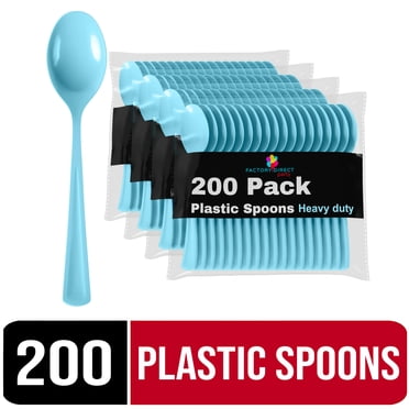 Exquisite Disposable Spoons - 200 Light Blue Plastic Spoons - Blue ...
