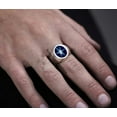 FINE SILVER JEWELLERS Men’s Star Sapphire Ring 925 Sterling Silver Blue ...