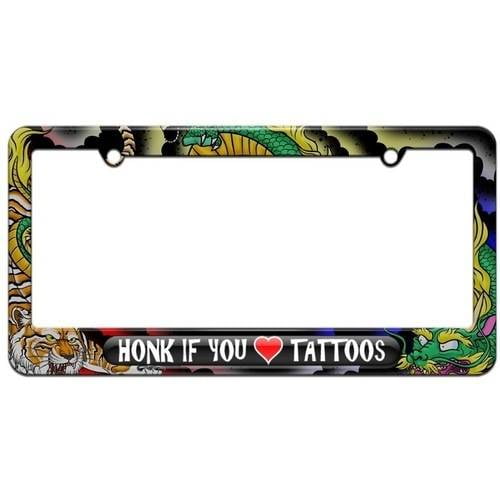 Honk if You Love Tattoos License Plate Tag Frame, Multiple Colors ...