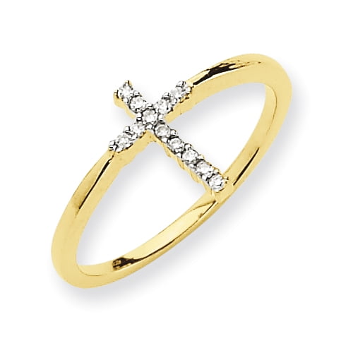 Core Gold - 14k Yellow Gold Diamond Cross Ring - Walmart.com - Walmart.com