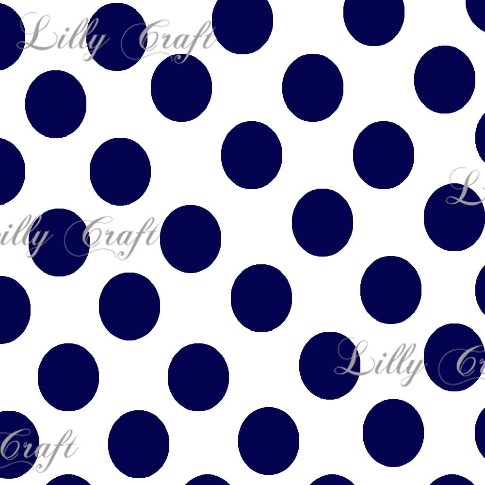 Lilly Craft One Inch Navy Polka Dots on White Polycotton Fabric - Sold ...